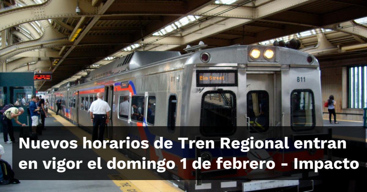 Nuevos horarios de Tren Regional entran en vigor el domingo 1 de febrero